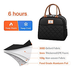 Lekesky Lunch Bag for Women Insulated Small Lunch Box Leakproof Lunchbox for Nurses Work, Black