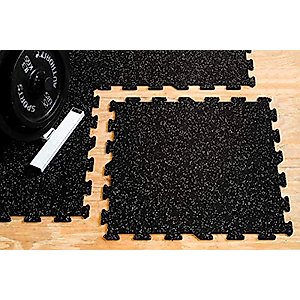American Floor Mats Sport 8mm Heavy Duty Rubber Flooring - Interlocking Rubber Tile (23" x 23") 10% Blue 9'7" x 15'4" Set (146 Square feet)