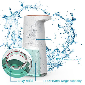 Automatic Foaming Soap Dispenser, Lotuze 15oz/450ml Touchless Foam Hand Soap Dispenser Rechargeable Electric Motion Sensor Liquid Soap Pump Hands Free Soap Dispenser for Kitchen, Bathroom