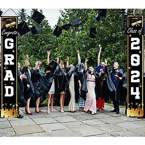 Class of 2024 Graduation Decorations, Black Congrats Graduation Banner Party Supplies - Graduation Party Class of 2024 Graduation Decorations for Any Schools or Grades