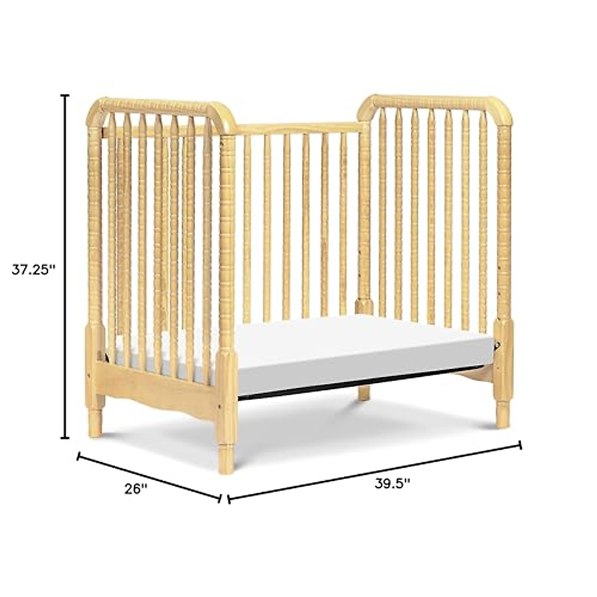 DaVinci Jenny Lind 3-in-1 Convertible Mini Crib in Natural, Removable Wheels, Greenguard Gold Certified
