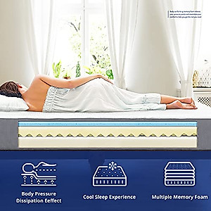 Olee Sleep 6 Inch Ventilated Gel Infused Memory Foam Mattress, CertiPUR-US® Certified, Gray, Twin XL