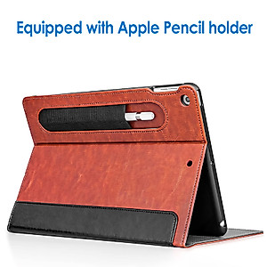 JETech Case for iPad 10.2-Inch, 9th/8th/7th Generation (2021/2020/2019) with Pencil Holder, Multi-Angle Stand Soft TPU Protective Cover Auto Wake/Sleep (Black/Brown)