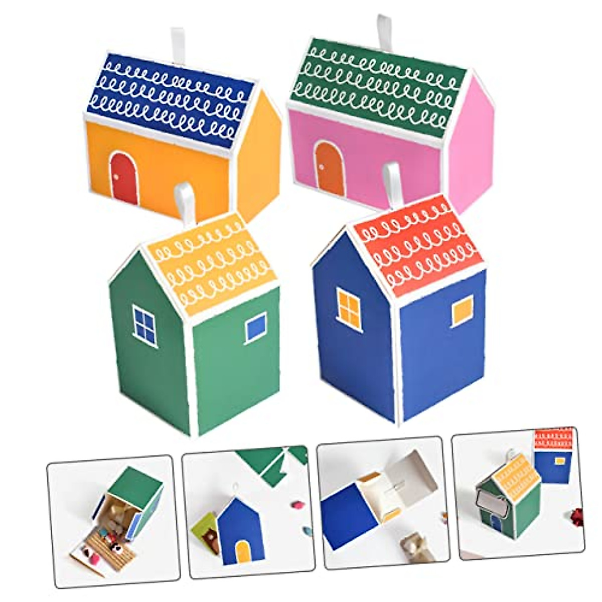 ULTECHNOVO 32 Pcs Candy Cookie Box Christmas Gift Bags Candy Holder Sugar Cookies Small Packaging Supplies Candy Container Handheld Present Bags Gift Packing Cases Paper Biscuit Multifunction