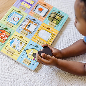 Melissa & Doug Hide and Seek Wooden Activity Board With Magnets Puzzles For Toddlers And Kids Ages 3+