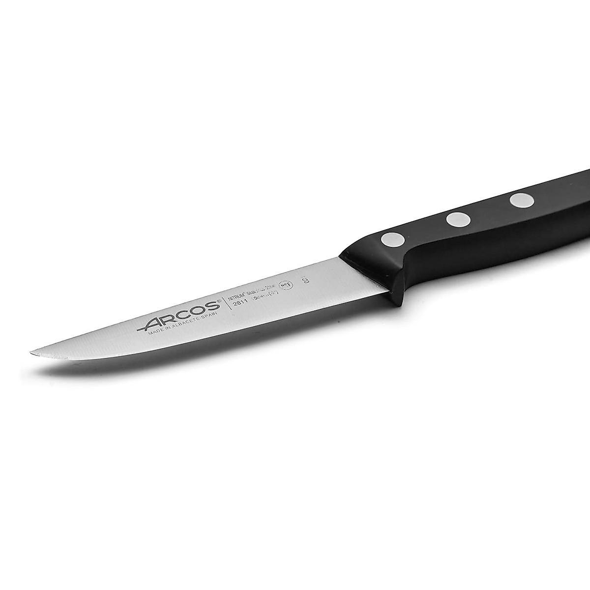 ARCOS Vegatable Knife 4 Inch Stainless Steel. Professional Vegetable Knife for Peeling Fruits and Vegetables. Ergonomic Polyoxymethylene Handle and 100 mm Blade. Series Universal. Color Black.