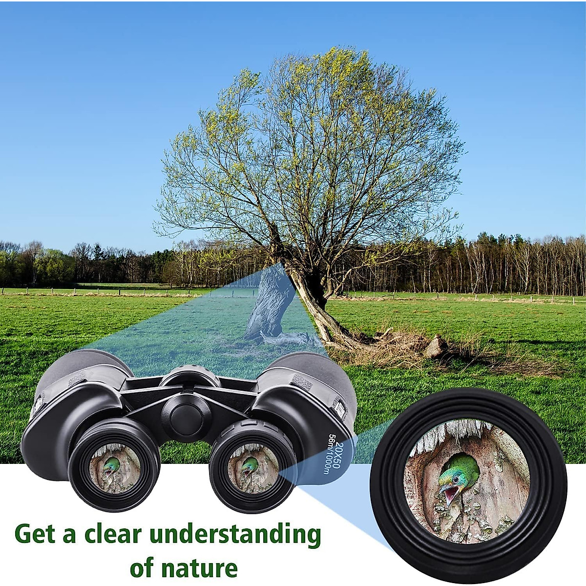 20x50 Binoculars for Adults, Binoculars HD High Powered Professional Binoculars for Bird Watching Travel Stargazing Concerts Outdoor Sports-BAK4 Prism FMC Lens,Waterproof, Fogproof with Phone Adapter