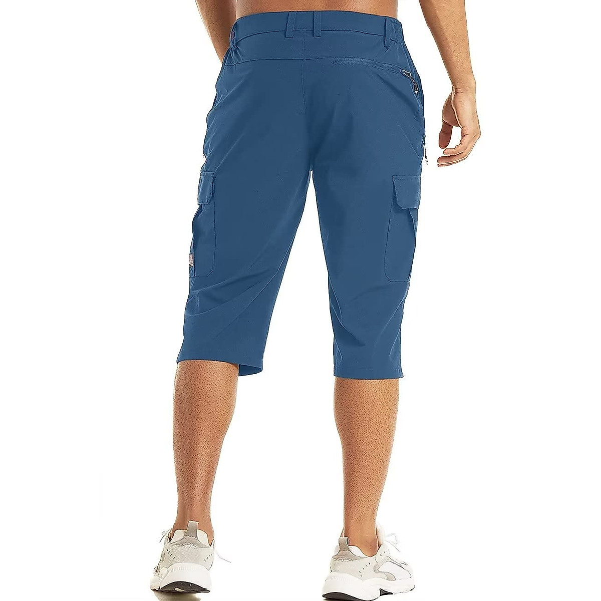Hiking Shorts Men Summer Shorts Dry Fit Cargo Shorts for Men Below Knee Tactical Fishing Shorts Athletic Fit Casual Long Shorts Blue Grey