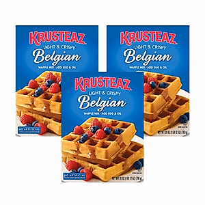 Krusteaz Light & Crispy Belgian Waffle Mix No Artificial Flavors, Colors, or Preservatives 28 Ounce (Pack of 2)