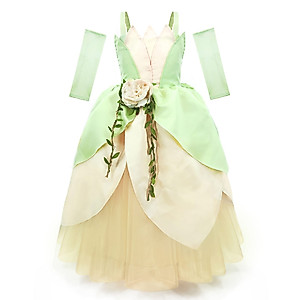 TYHTYM Princess Costumes Little Girls Dress Up Fancy Halloween Christmas Party (Tiana, 4-5T)