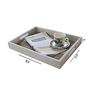 Rustic Wooden Serving Tray for Ottoman and Coffee Table Lap Tray (16.3L x 12.2W x 2H in, Multicolor)