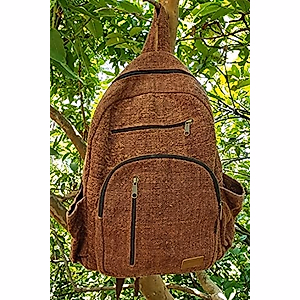 KHUSI Durable Natural Organic Hemp Backpack - Strong Premium Quality Construction & Large Storage Travel Size Design Shoulder Bag - Perfect for Traveling School Laptop Carrying Usage
