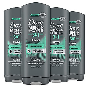 DOVE MEN + CARE Post-Workout Body Wash For Men 3N1 Revive With Tea Tree Oil 18 oz 4 Count