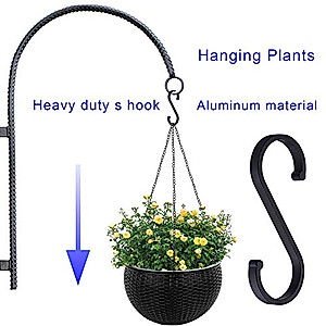 LLPJS Aluminum S Hooks for Hang Shower Curtain, Hanging Kitchen Pot and Pans, Coffee Cups, Grill Utensils, Clothes, Plants, Indoor and Outdoor Decorative S-Hooks, 12 Pack Matte Finish Black