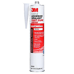 3M Marine Adhesive Sealant Fast Cure 5200 (06520) Permanent Bonding and Sealing for Boats and RVs Above and Below the Waterline Waterproof Repair, White, 10 fl oz Cartridge