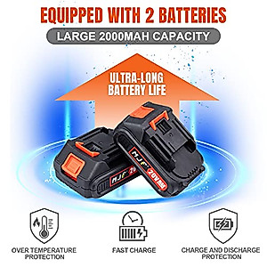 Mini Chainsaw Cordless 6-Inch with 2 Battery, One-Handed, Smooth Cutting, Portable Electric Chain Saw for Wood Cutting Tree Trimming, With Complete Chainsaw Kit, MJF