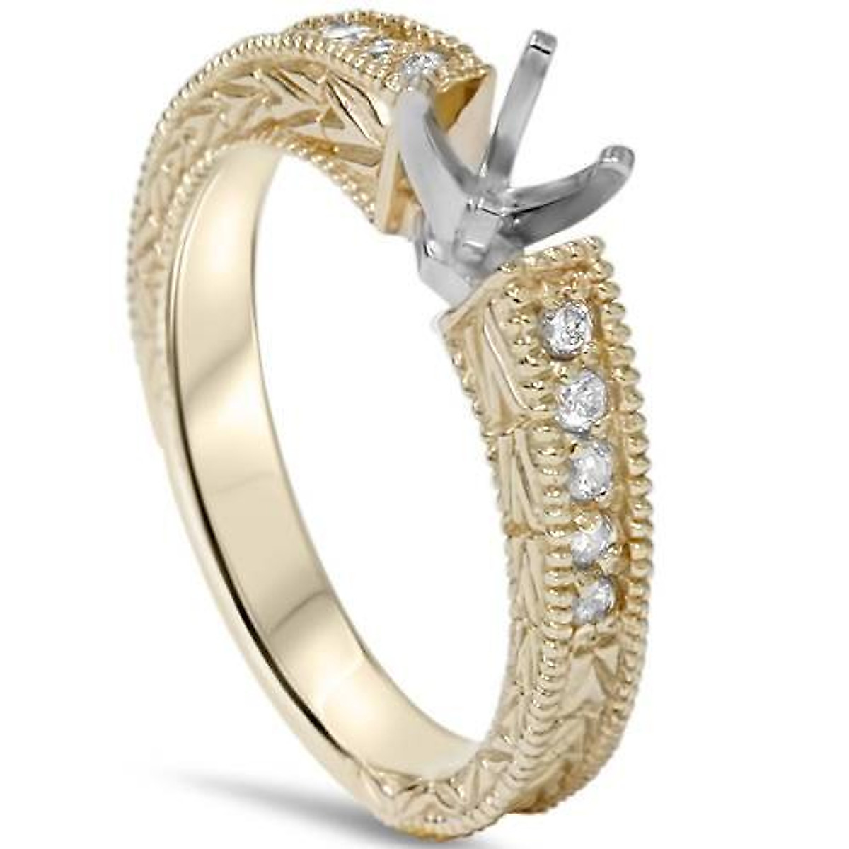 P3 POMPEII3 Gold 1/4ct Diamond Engagement Semi Mount Ring Setting - Size 8