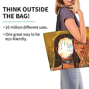 African American Woman Tote Bag for Women Beach Canvas Bag Travel Reusable Grocery Shopping Bag Tote for Women