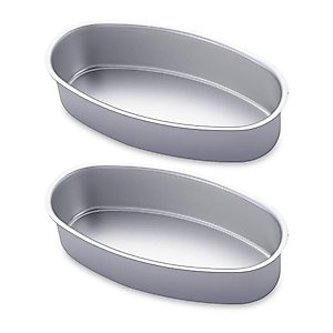 beyonday 2pcs Oval Cheesecake Pans-8.74x4.4x2.16inch, Aluminum Alloy Baking Bread Mold for Meatloaf Hotdog Sandwich, Toast Loaf Pans Cake Mold for Birthday Party Wedding Anniversary