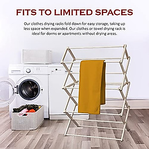 Peaceful Classics Wooden Laundry Rack - Amish Handmade Wooden Clothes Drying Rack - Foldable Drying Rack for Towel, Blanket, Linen Household Essentials - for Indoor Or Outdoor Use (52" x 36" x 16")