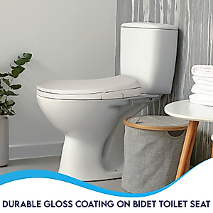 JEP Dual Nozzle Manual Bidet Toilet Seat for Round Toilets with Soft Close Seat and Cover | Bidet Seat for Rear & Feminine Cleaning, Easy to Install, Convenient, and Power Free (Round Toilet)