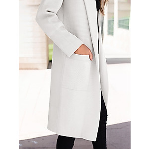 ANRABESS Women Cardigan Sweater Jackets Open Front Thick Knit Oversized Blazer Coatigan 2025 Fall Winter Long Coats Outwear White Small