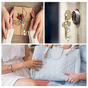 GWHOLE 30 Set of Angel Keychain with Organza Gift Bags and Thank You Favor Tags Guest Return Gift for Baby Shower Baptism Favors Wedding Bridal Birthday Party Favors, Beige