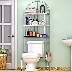 Majzya Over The Toilet Storage, Bathroom Organizer, 3-Tier Bathroom Shelf Space Saver, Freestanding Bathroom Toilet Storage Rack Cabinet Shelves, White