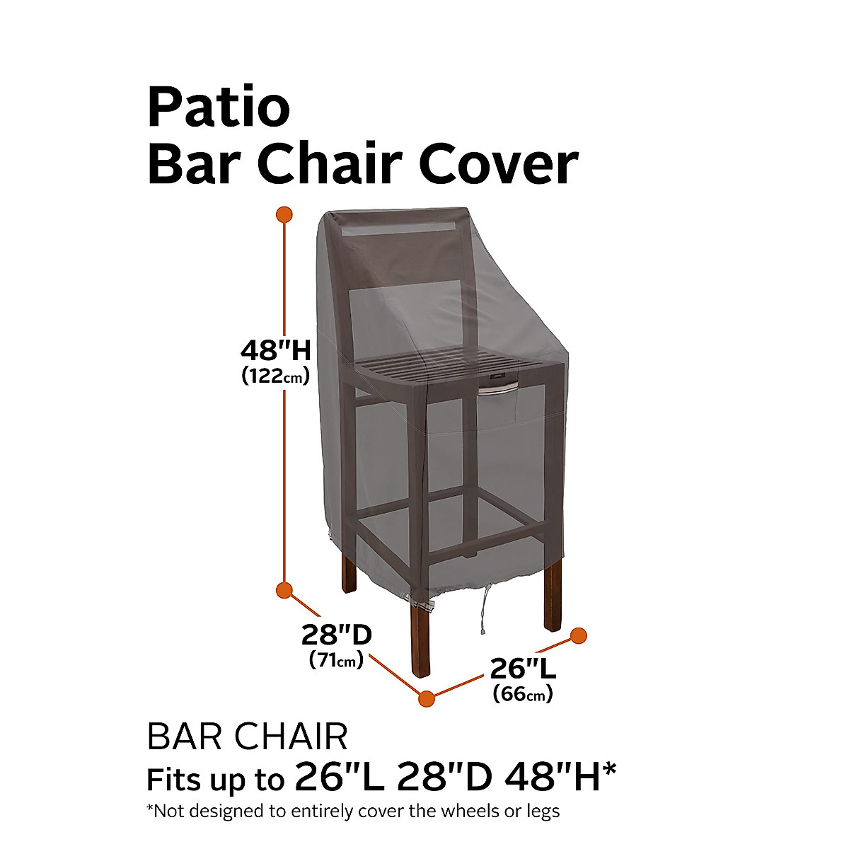 Classic Accessories Ravenna Water-Resistant 26 Inch Patio Bar Chair & Stool Cover, stackable chair covers for outdoor furniture