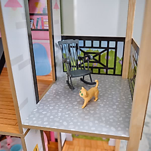 KidKraft Windmill Elevator 2-in-1 Wooden Barn & Dollhouse with Horse and Lights & Sounds, Over 3 Feet Tall, Pink