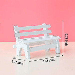 1:6 Scale Miniature Bench Mini Wooden Park Benches Handmade Small Fairy Garden Chair for Crafts Mini House Decoration Photo Props,Pack of 2