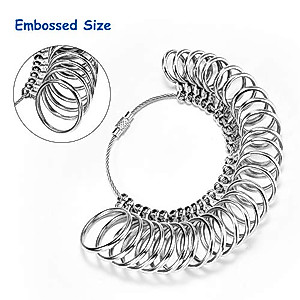 NuLink Ring Sizer Measuring Tool Stainless Steel Finger Rings Gauge 0-13 Sizing Measuring with Half Size 27 Pcs