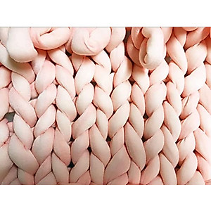 Chunky Yarn for Arm Knitting - Super Soft Jumbo Cotton Yarn, Washable Braided Knot Throw Yarn，Bulky Giant Weight for Hand Knit Blanket DIY (Shell Pink, 0.55lb)