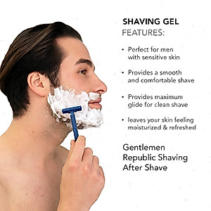 Gentlemen Republic 16oz Shaving Gel - 100% Alcohol-Free, Lather and Dye-Free Formula with Maximum Glide for Comfort, Made in the USA