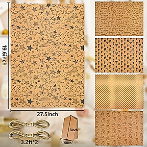 Wrapping Paper Set,Eco Gift Wrapping Paper Folded Sheets,Birthday Gift Wrap Set,Recycled Kraft Birthday Wrapping Paper Kit,Eco Birthday Wrap Birthday PaperWrapping,Gift Rapping Paper for Gift Wrapper paper GiftRapper Paper for Girls Kids Man Boys Women,wi