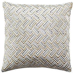 Safavieh Collection Metallic 20" Square Throw Pillow, Grey/Gold