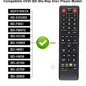 AK59-00149A Replacement Remote Samsung DVD blu ray Player for Samsung DVD BLU RAY DISC Player BD-J5700 BD-J5100 BD-ES5000 BD-ES5300 BD-F5100 BD-FM57C BD-HM59