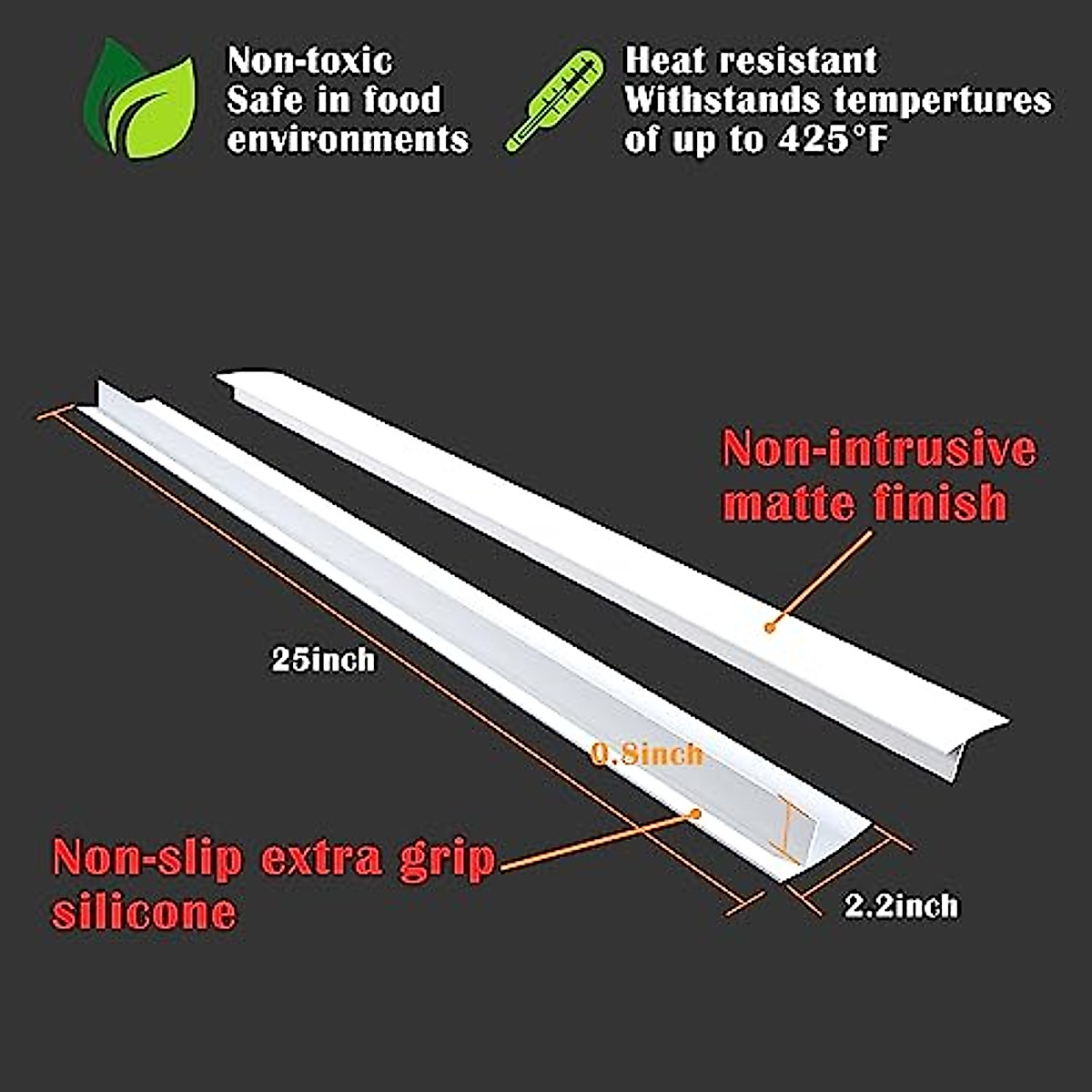 Silicone Stove Counter Gap Cover Kitchen Counter Gap Filler by Kindga 25" Long Gap Filler Sealing Spills Between Kitchen Appliances Washing Machine and Stovetop, Set of 2 (White)