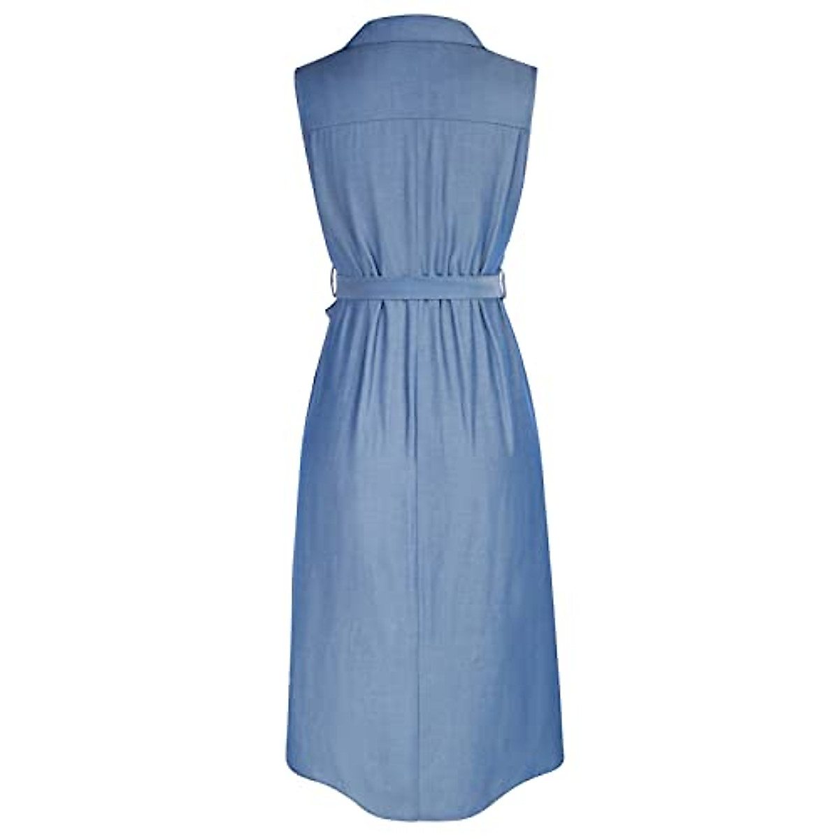 GRACE KARIN Womens Jean Dress Casual Denim Dresses Summer Sleeveless Button Down A line Shirt Dress with Belt Blue XL