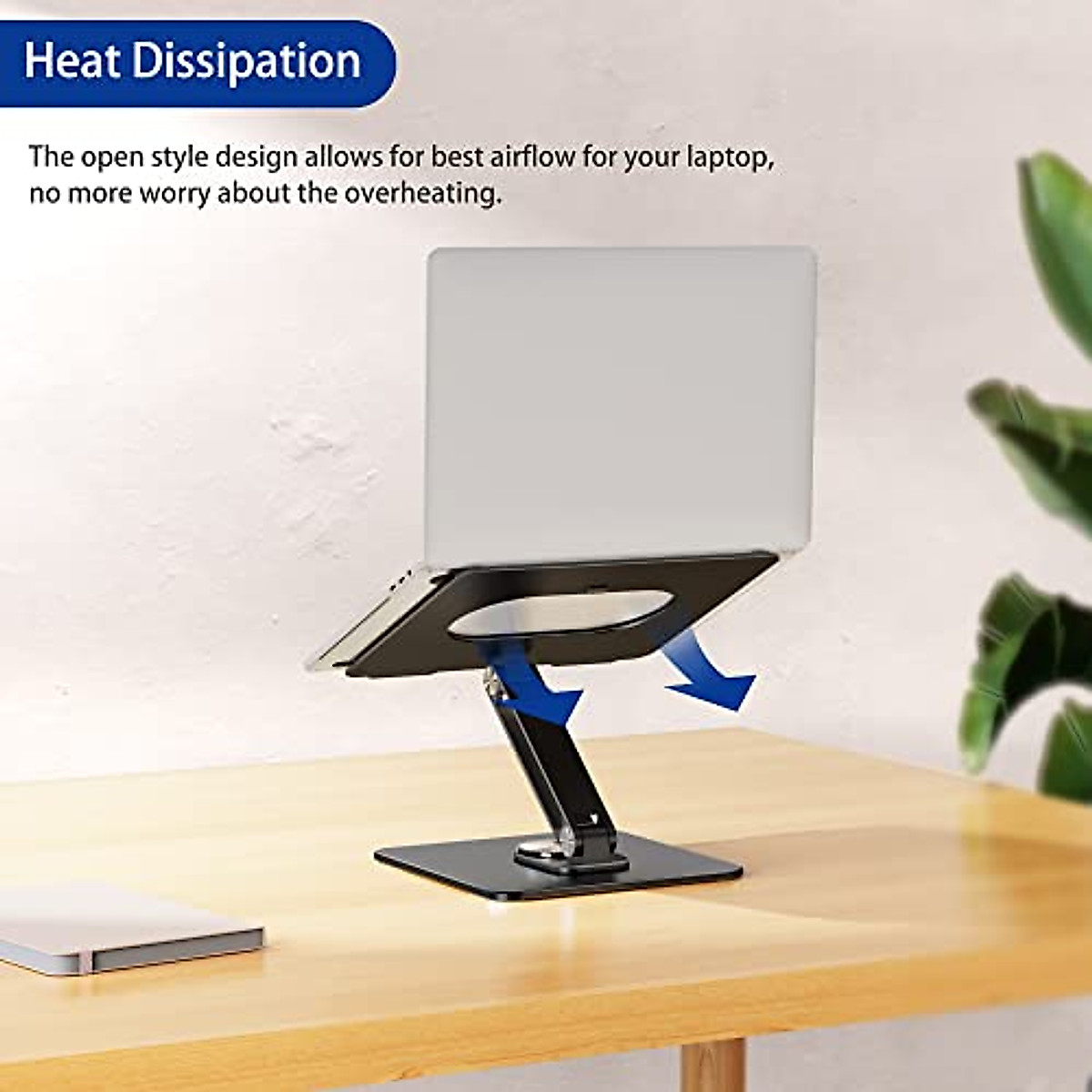 BESIGN LSX7 Laptop Stand with 360° Rotating Base, Ergonomic Adjustable Notebook Stand, Riser Holder Computer Stand Compatible with Air, Pro, Dell, HP, Lenovo More 10-15.6" Laptops (Black)
