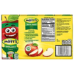 Mott's 100% Original Apple Juice, 6.75 Fl Oz Boxes, 32 Count (4 Packs Of 8), 2 Servings Of Fruit, 100% Fruit Juice, Gluten-free, Caffeine-free, Kosher, Contains No Artificial Colors Or Sweeteners