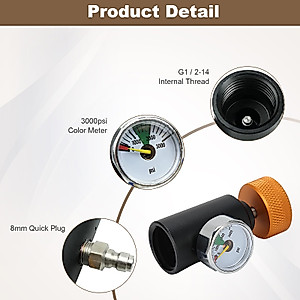 Pilipane CO2 case Refill Adapter Connector Kit, CO2 Adapter for soda stream Water Maker with 3000psi Pressure Gauge, Soda Water Cylinder CO2 Refill Connector Adapter Accessories