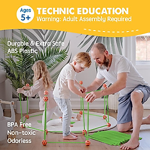 Tiny Land Fort Building Kit Creative Fort Indoor Outdoor for 5,6,7,8 Years Old Boys and Girls STEM Building Toys with Storage Bag DIY Castles Tunnels with 86 Rods and 44 Balls