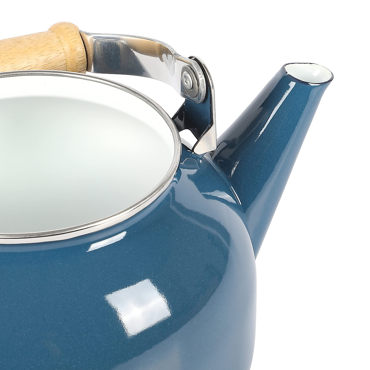 Mr. Coffee Quentin 1.5 QT Enamel On Steel Tea Kettle w/Wood Handle - Blue