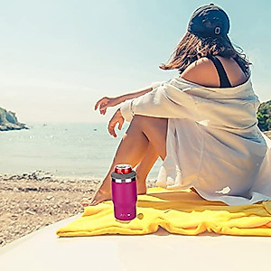 Jahao 4-in-1 Can Cooler, Stainless Steel Double-Wall Vacuum Insulated Beer Cooler/Can Holder/Slim Can Coolers for 12oz Cans, Slim Cans and Beer Bottles, or as a 14oz Coffee Mug