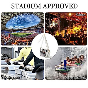 TOBVZOO Clear Purse Crossbody Bag for Women Stadium Approved, Small Leather Clear Bag with Adjustable Strap for Concert Sports Events (White)