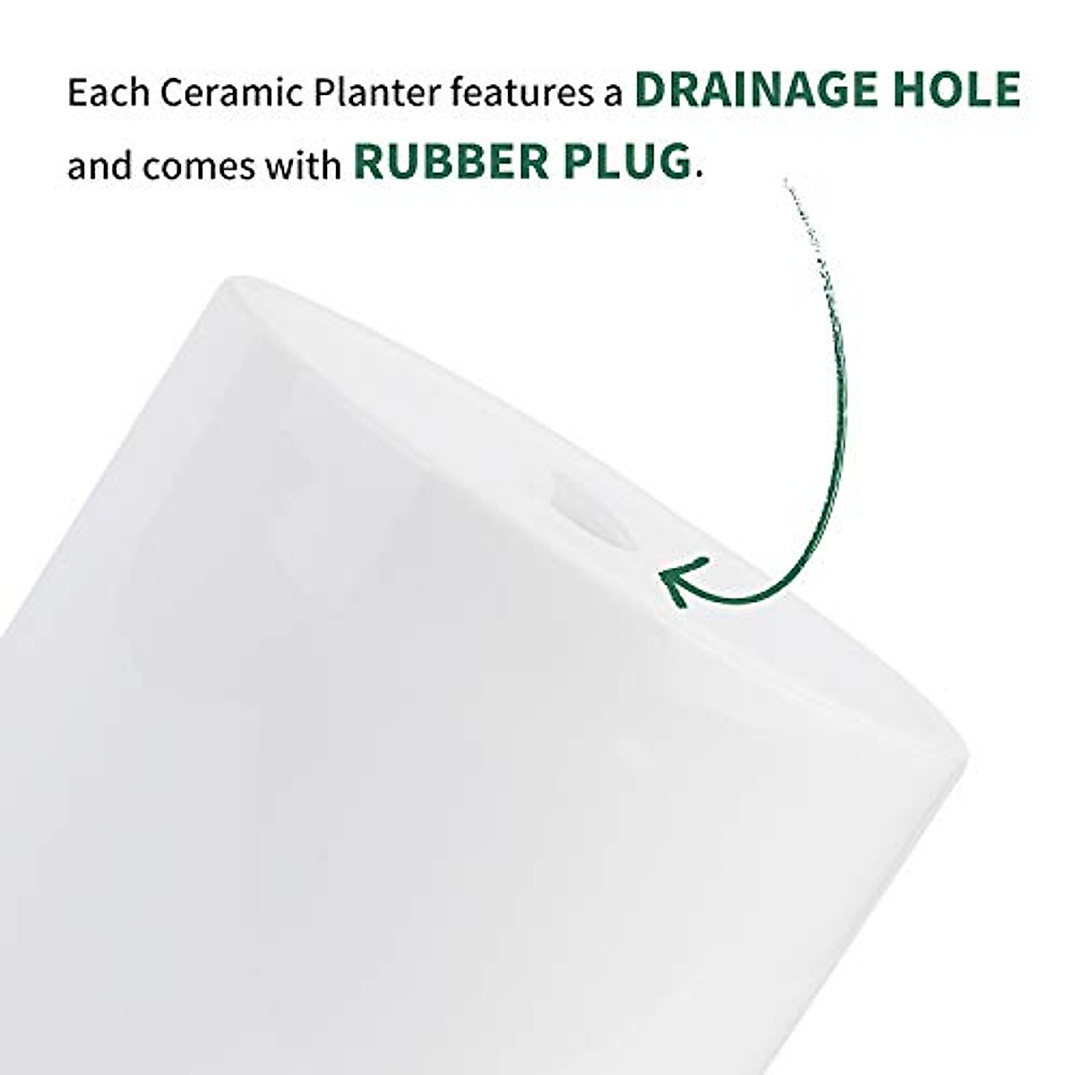 8 Inch Glazed Ceramic Indoor Planter Pot - Modern Large Cylinder Container with Watering Drainage Rubber Plug - Fits Succulents, Flowers or Bonsai