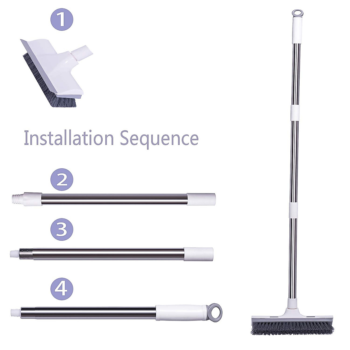 Yique 49 Inch Floor Scrub Brush with Long Handle, Shower Cleaning Brush, Large Deck Brushes for Scrubbing - Cleans Hot Tub, Swimming Pool, Bathroom, Patio, Kitchen, Wall, Deck, Boat, Tile and Concrete