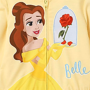 Disney Princess Toddler Girl Zip Up Hoodies Long-sleeve Pullover Sweatshirt Top, Yellow, 3T