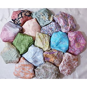 Generic VINTAGEFABULOZ Sari Silk Fabric Lot 15 Pieces Aqua Craft Scrapbook Art Doll Scrapbook and Jewellery Gift Wrap (15pcs_ DULLMUTED)